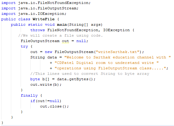 Output Stream and File Output Stream classes with its methods and example