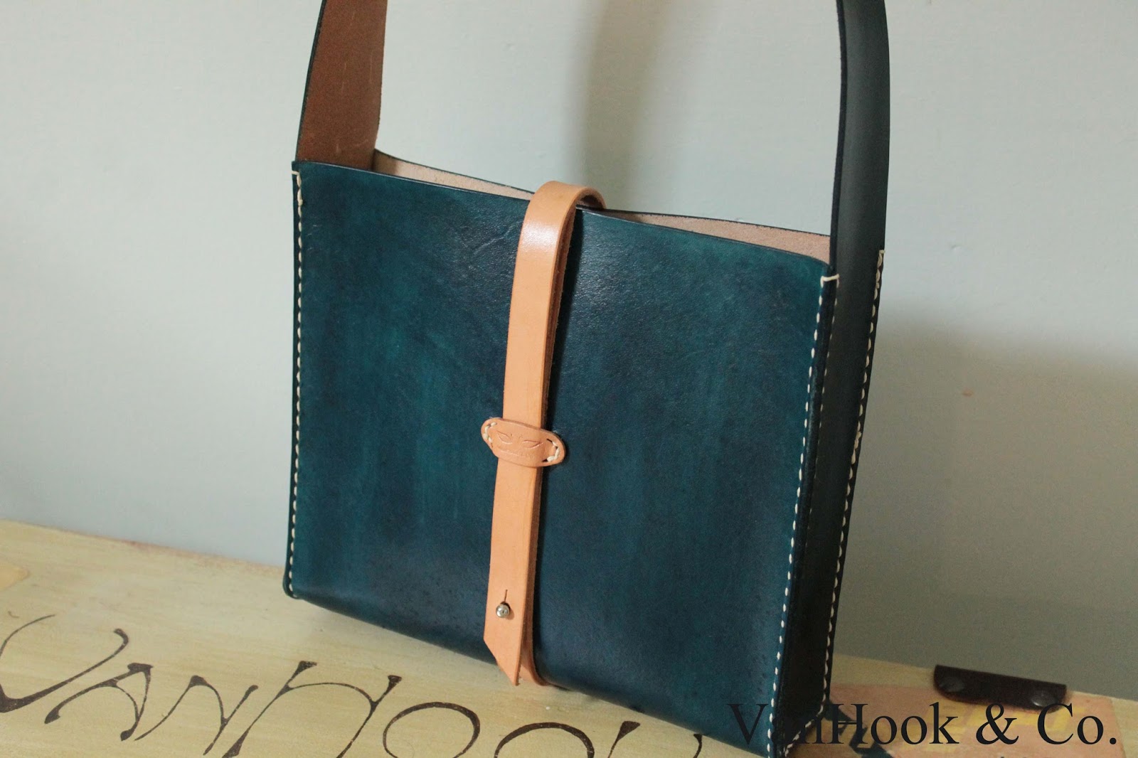 VanHook & Co.: Blue Hand Stitched Leather Purse