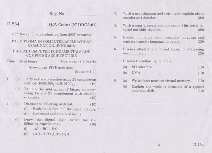 Bharathiar University P.G. DIPLOMA IN COMPUTER APPLICATION DIGITAL ...