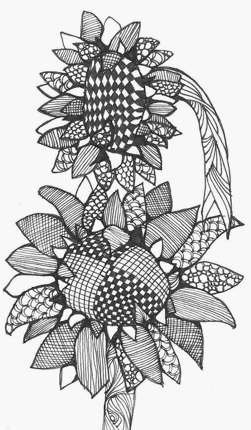 Zentangle Watercolor Sunflower