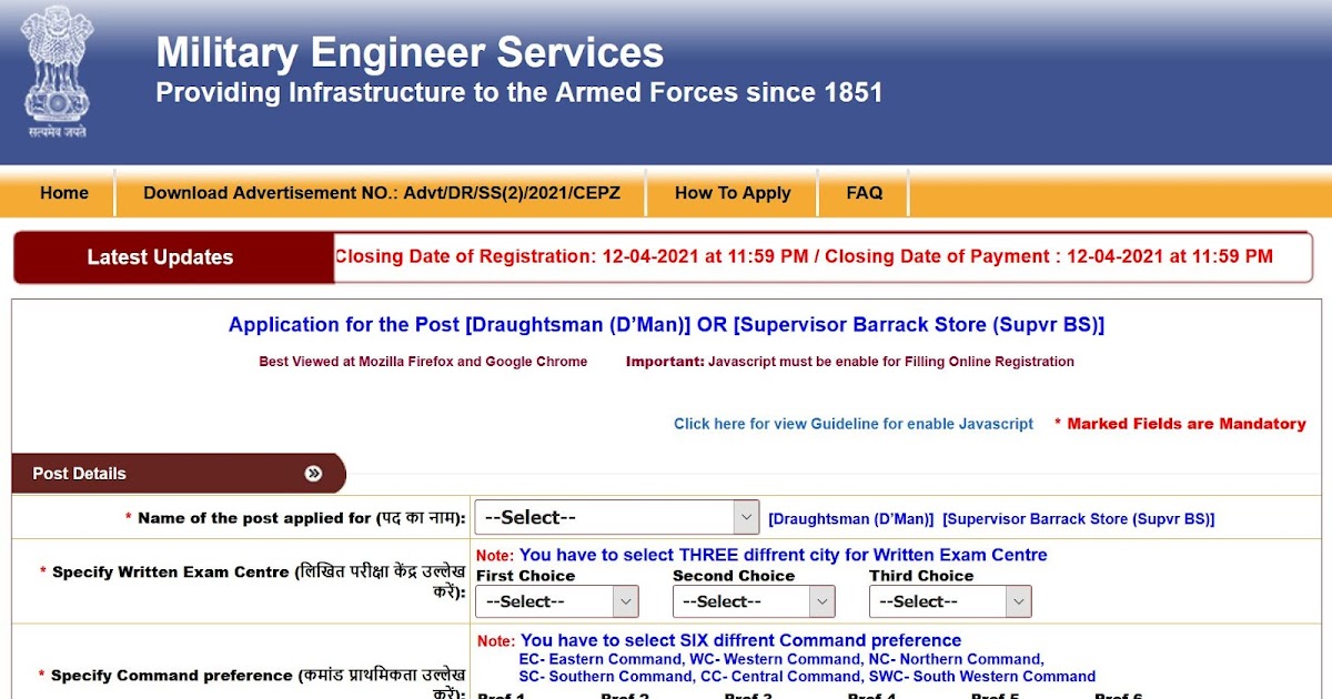 MES Recruitment 2021 Apply Online | 502 Vacancies | www.mesgovonline ...