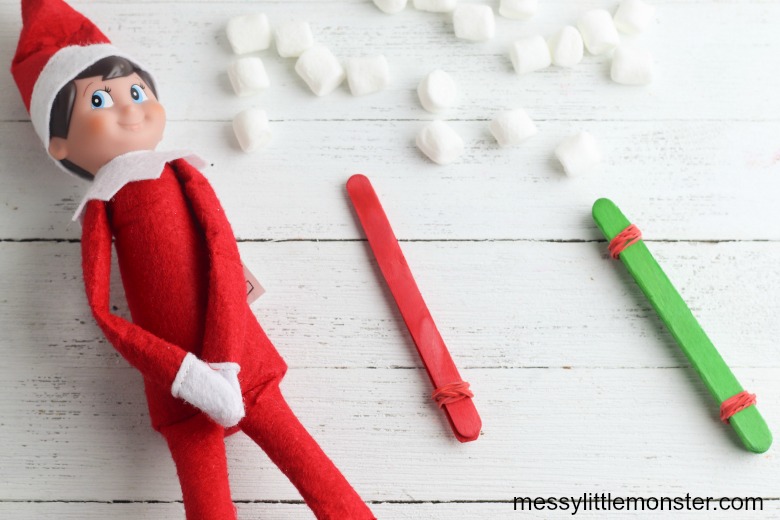 Marshmallow catapult - elf on the shelf printable - Messy Little Monster