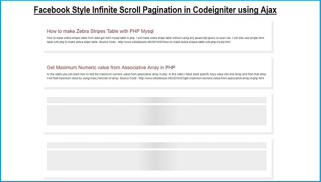 Codeigniter - Load More Data on page scroll using Ajax | Webslesson Codeigniter - Load More Data on page scroll using Ajax | Webslesson