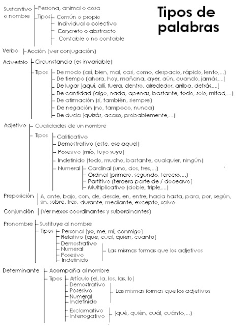 Estudia fácil: Tipos de palabras