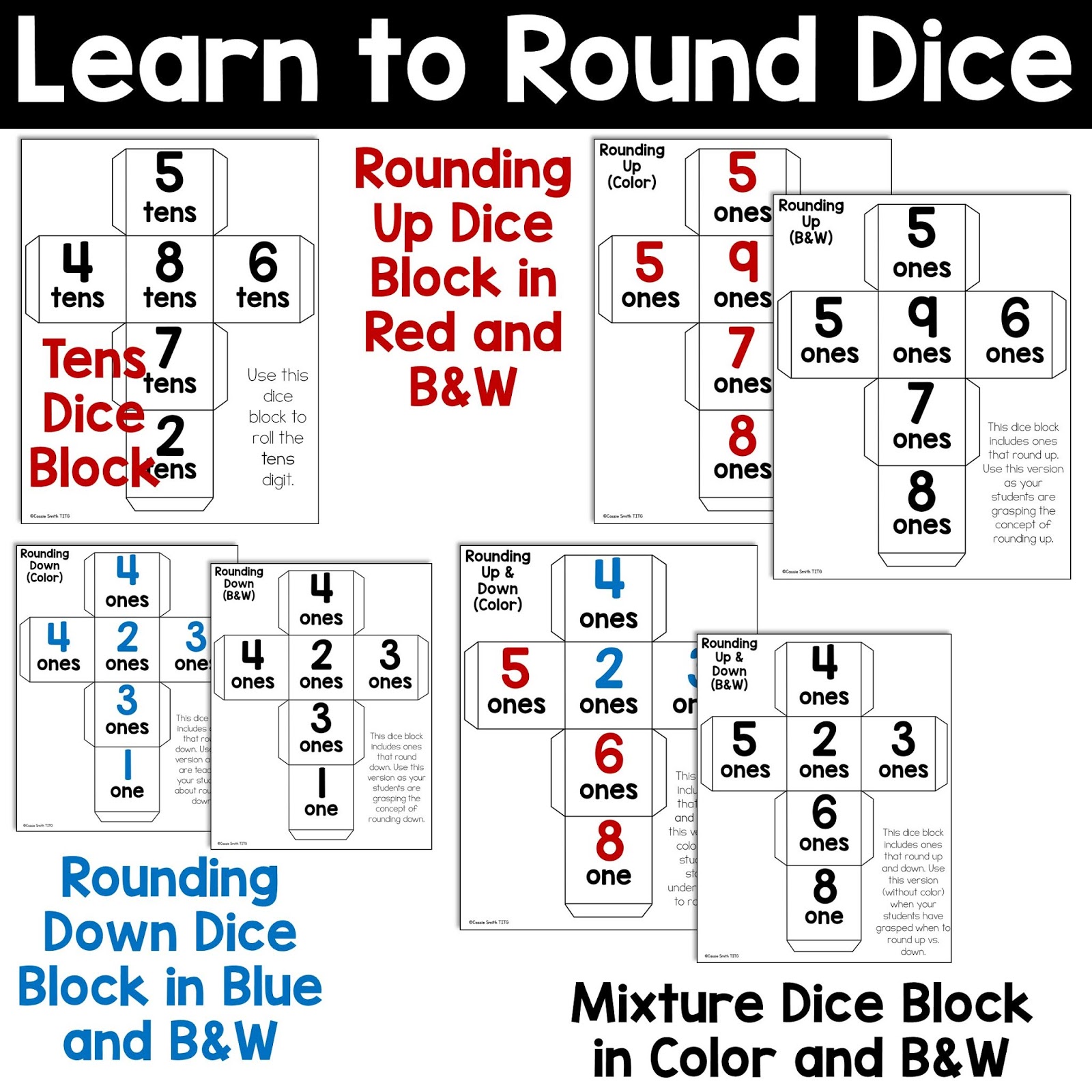 Rounding to the Nearest Ten Dice Blocks - Thrifty in Third Grade