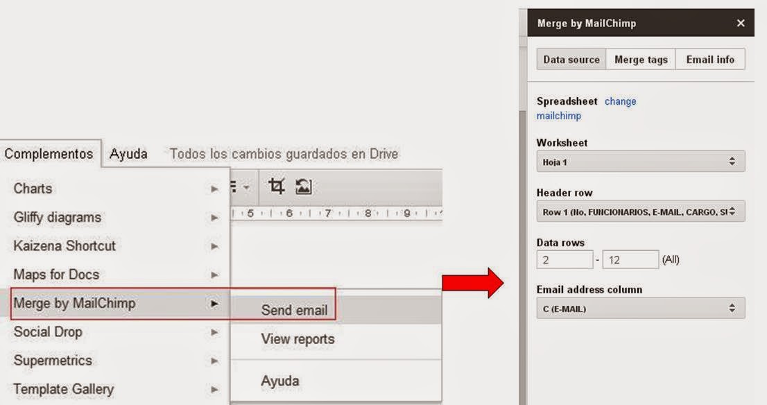Geotics: Como enviar correos masivos con Mailchimp desde Google Docs