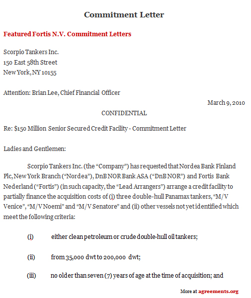 Letter Of Commitment - Billing Template