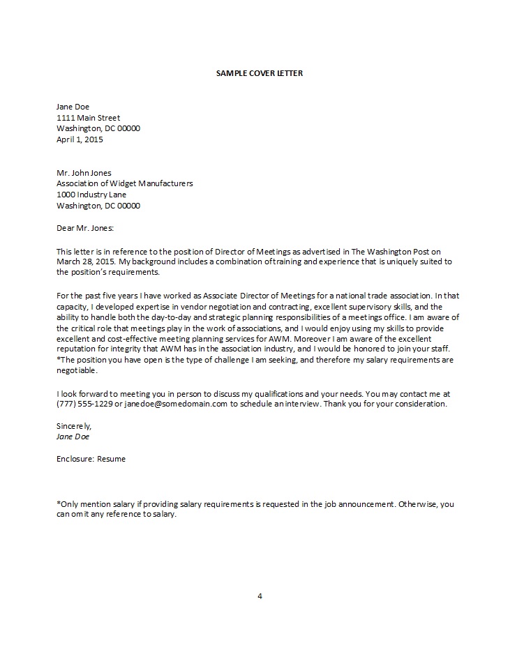 Salary Requirements In Cover Letters Jobs Resumes ~ Medical Resume