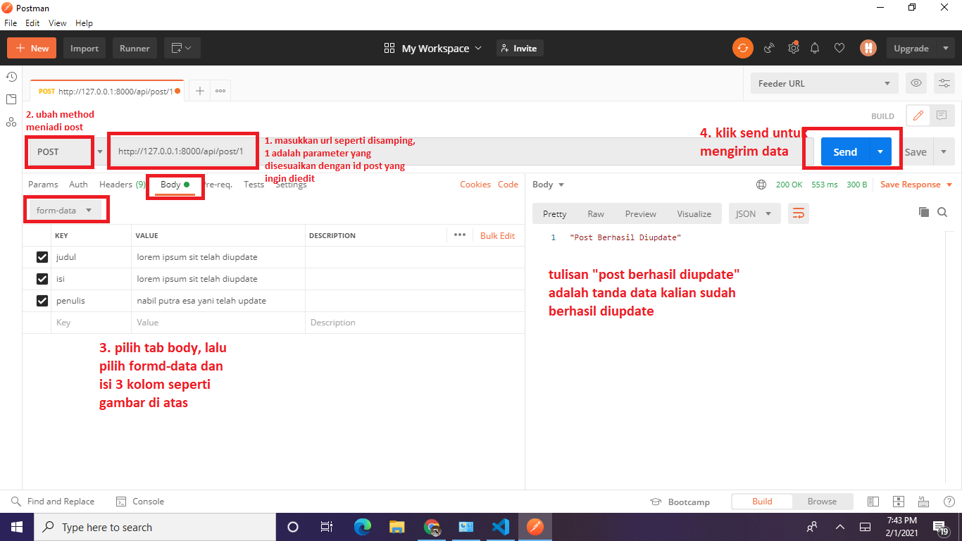 Membuat Rest Api dengan Laravel 7 #5: Update Data ke Database - Sahretech Membuat Rest Api dengan Laravel 7 #5: Update Data ke Database - Sahretech