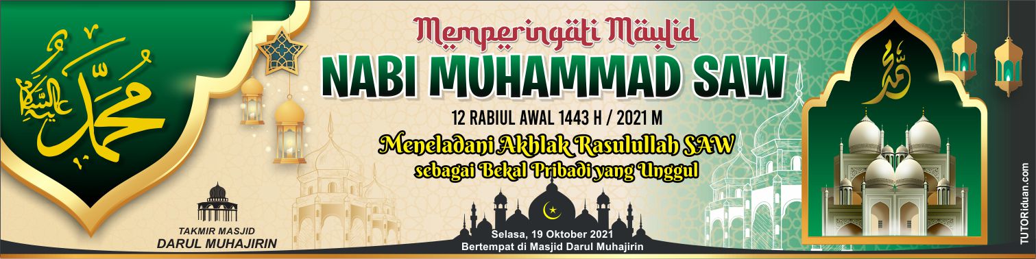 10 Desain Banner Spanduk Maulid Nabi Muhammad SAW 1445H 2023 (Free CDR & PSD) ~ Top Magazine