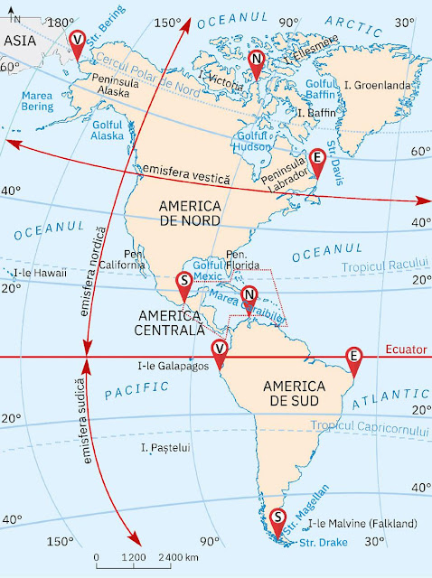 lectii de geografie: America - poziția geografică