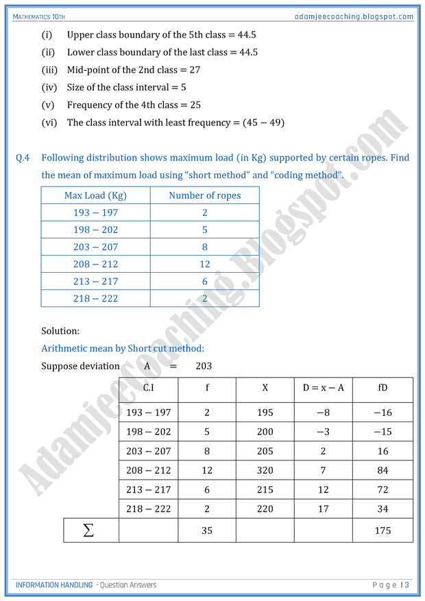 Adamjee Coaching: Information Handling - Question Answers - Mathematics ...