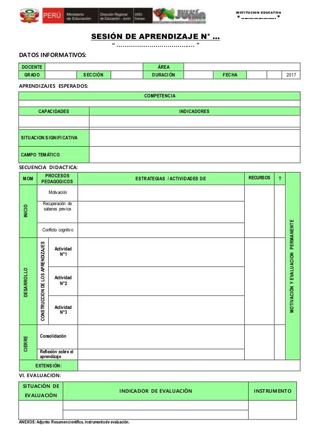 ESQUEMA DE SESIÓN DE APRENDIZAJE - APRENDO EN CASA