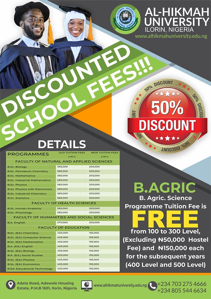 Al-Hikmah University School Fees Schedule 2022/2023 [UG & PG]