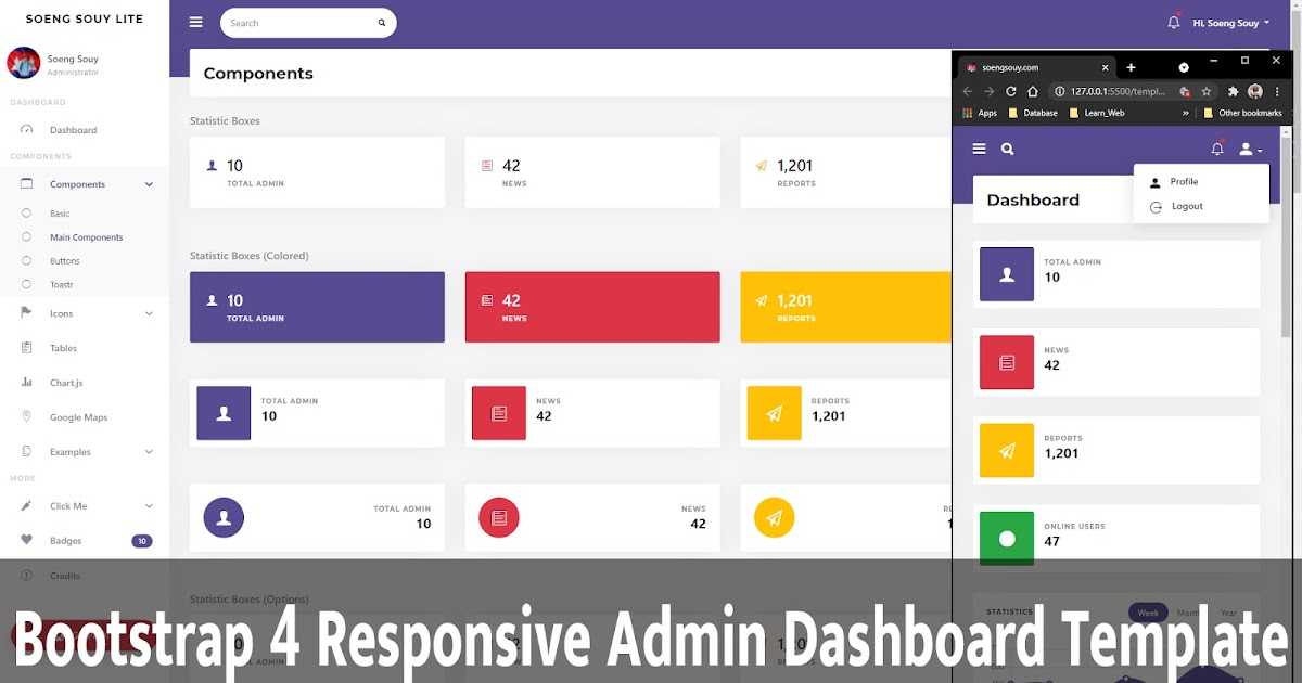 Bootstrap 4 Responsive Admin Dashboard Template