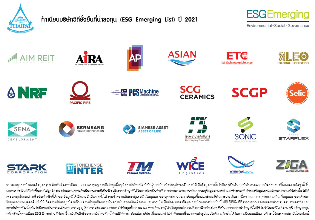 Thaipat Institute: ESG Emerging ปี 2021