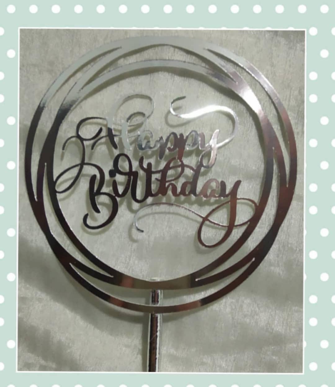 Topper Redondo Metalizado Happy Birthday - Mis Toppers Tus Toppers