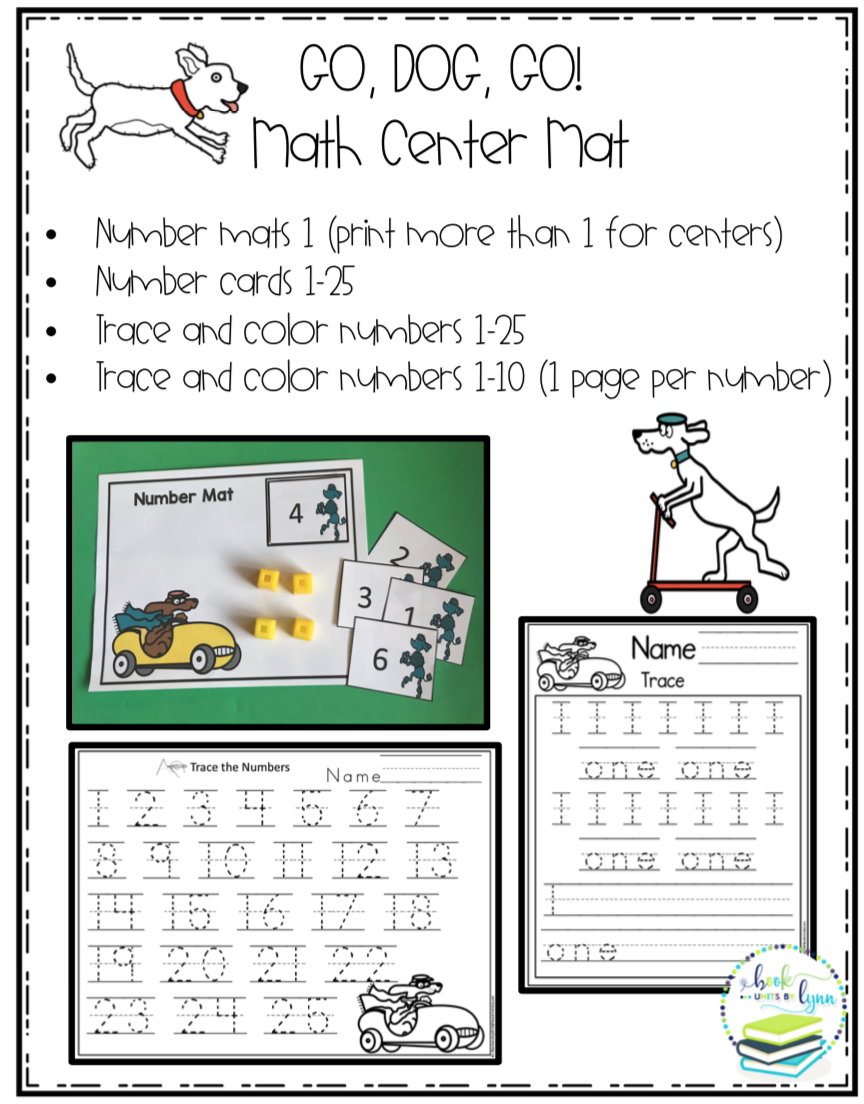 GO, DOG, GO! MATH MAT ~ Book Units by Lynn