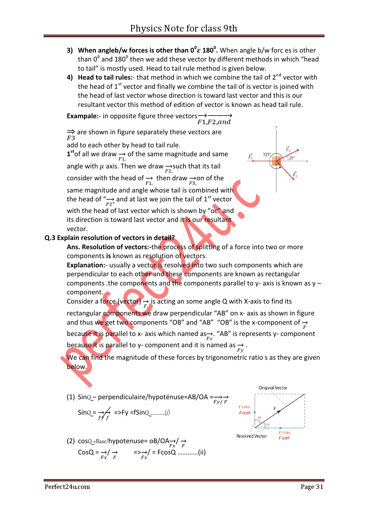 Physics Notes for Class 9th