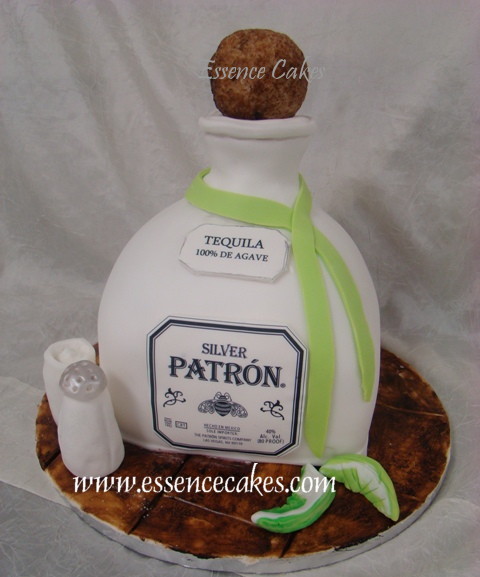 Essence of Cakes: Silver Patron Tequila bottle cake
