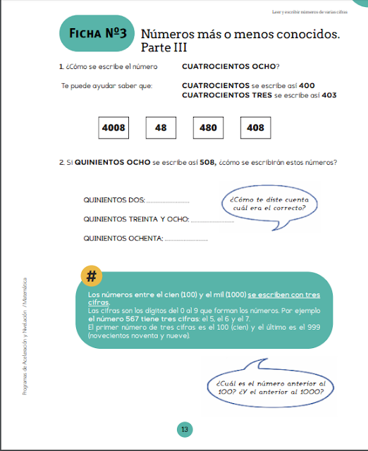 Segundo grado Castelli: Tareas de Matemáticas
