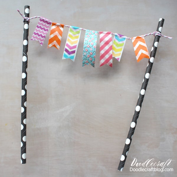 Rainbow Layered Cake with Washi Tape Bunting Topper DIY
