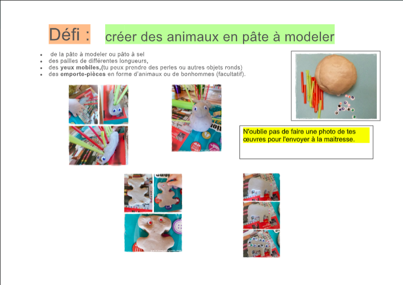 Les animaux en pâte à modeler