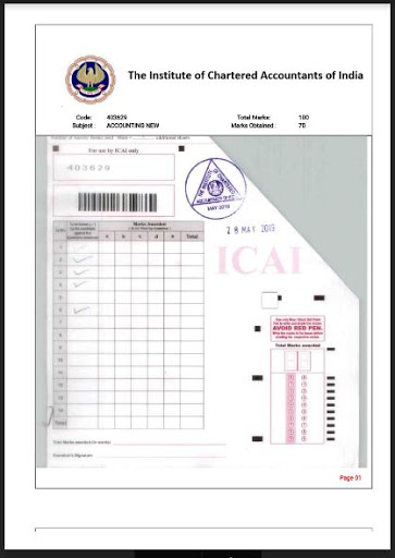 Download CA Inter Accounts Certified Copy with 70 marks