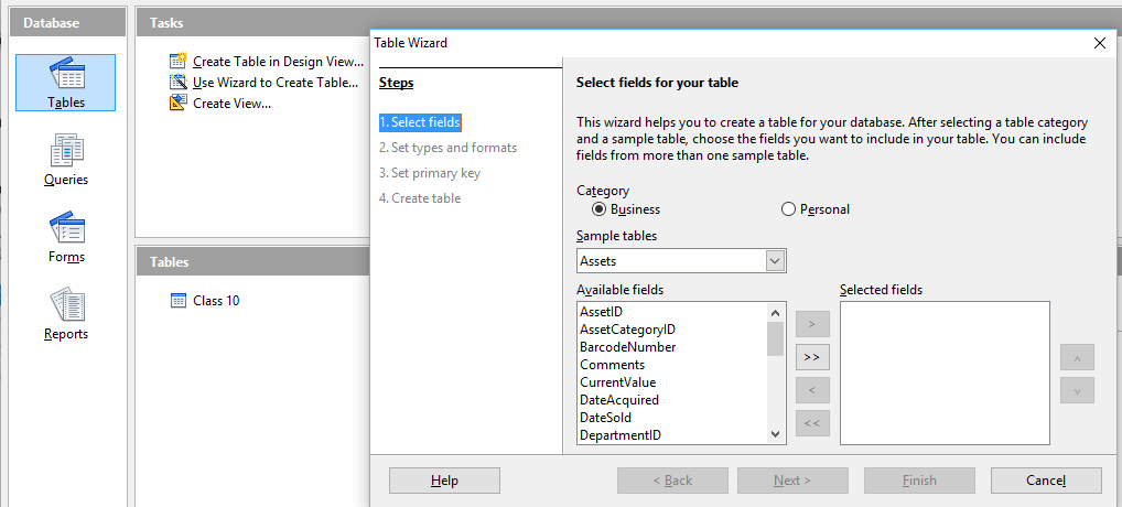 Class 10 It Chapter Database Management System Topic Create Table In Open Office