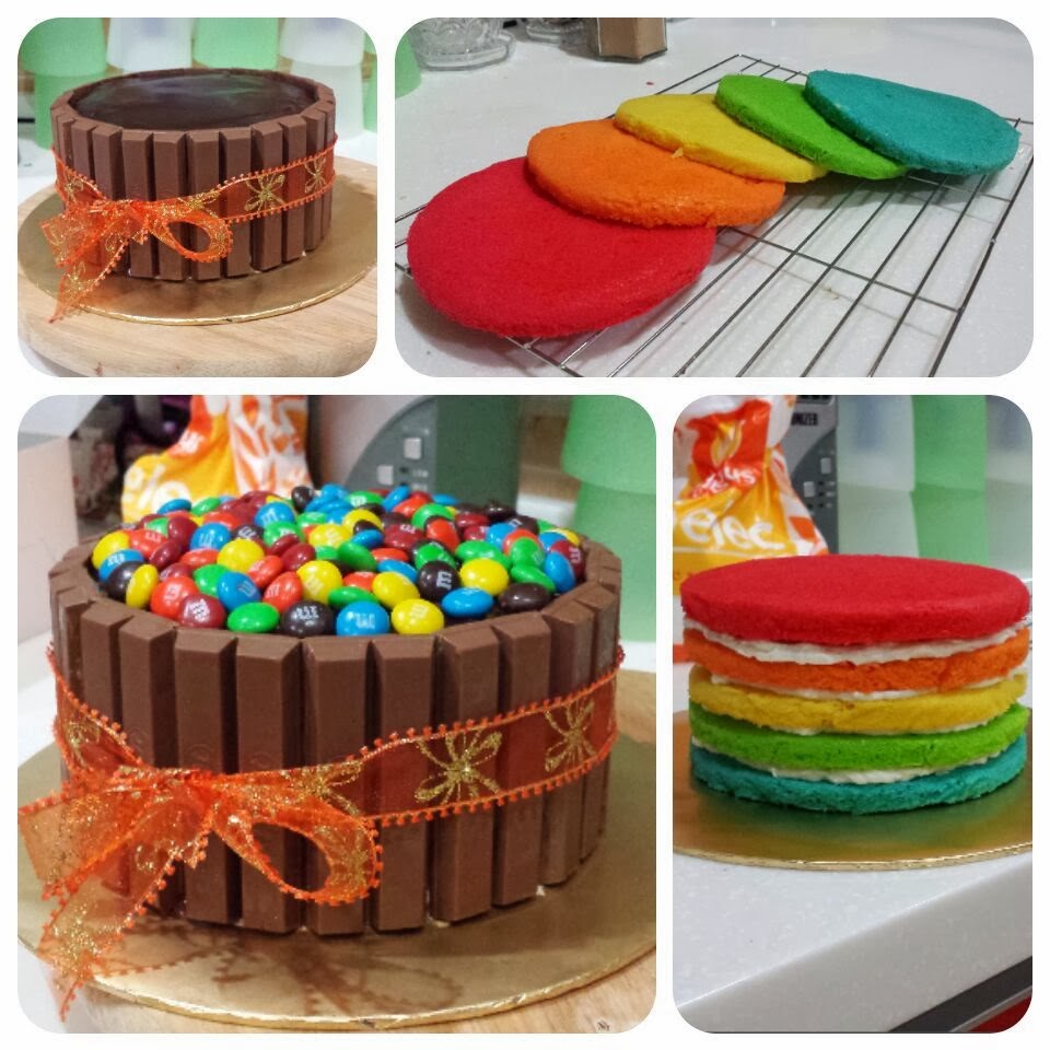art, cakes & me: kek kitkat rainbow 6" & 9"