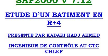Formation SAP 2000 : étude d'un bâtiment R+4 établis par CTC CHLEF