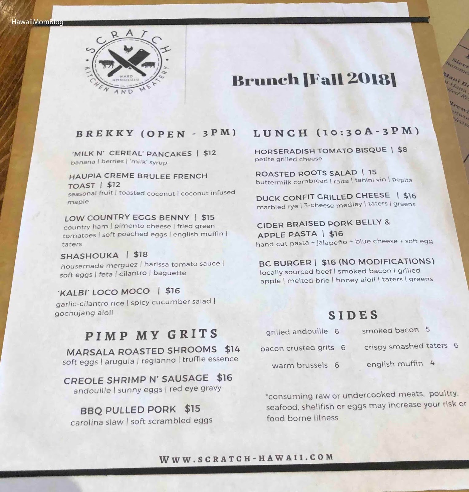 Hawaii Mom Blog: Scratch Kitchen & Meatery Fall 2018 Brunch Menu