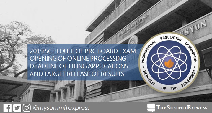 FULL LIST: 2019 PRC board exam schedule, online application, deadline ...