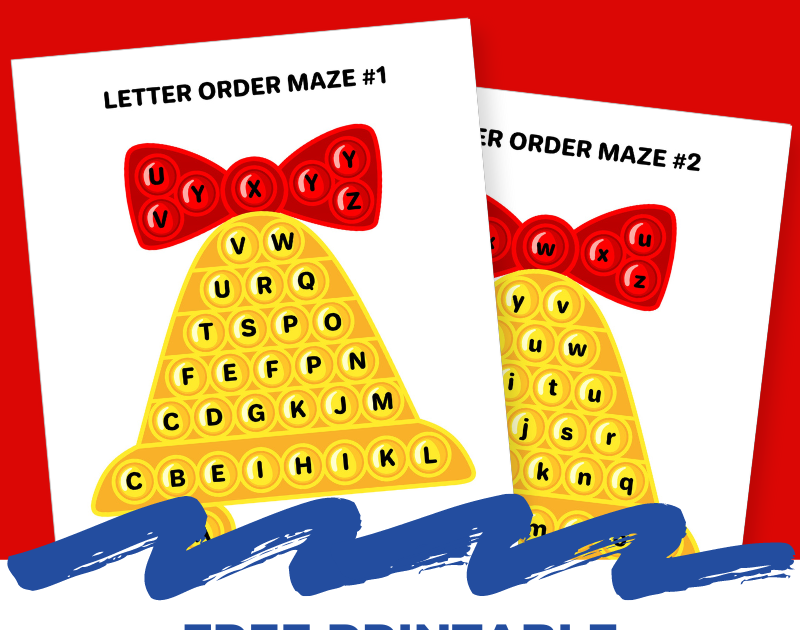 Free Printable Christmas Pop it Letter Order Mazes | And Next Comes L ...