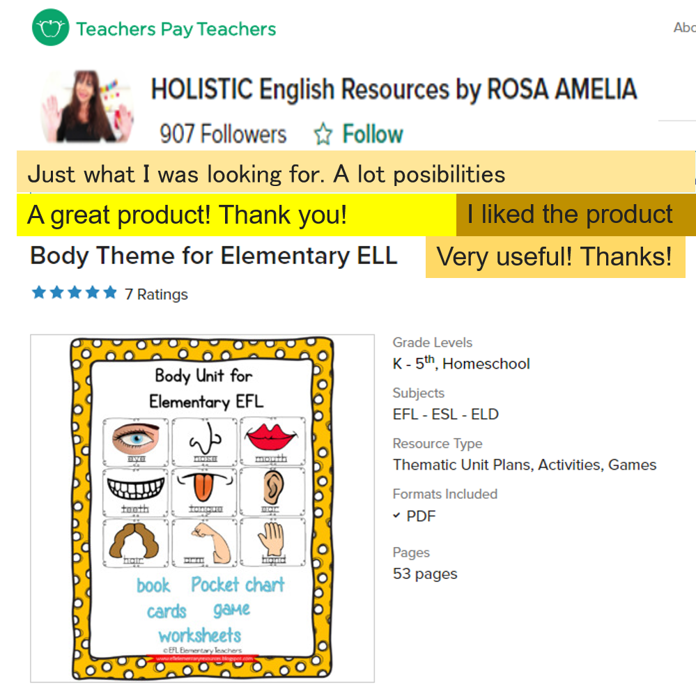 EFL Elementary Teachers: Body Theme for Elementary Language Learners