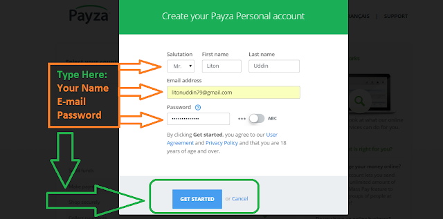 Confirm Income: How To sign Up Free Payza Account