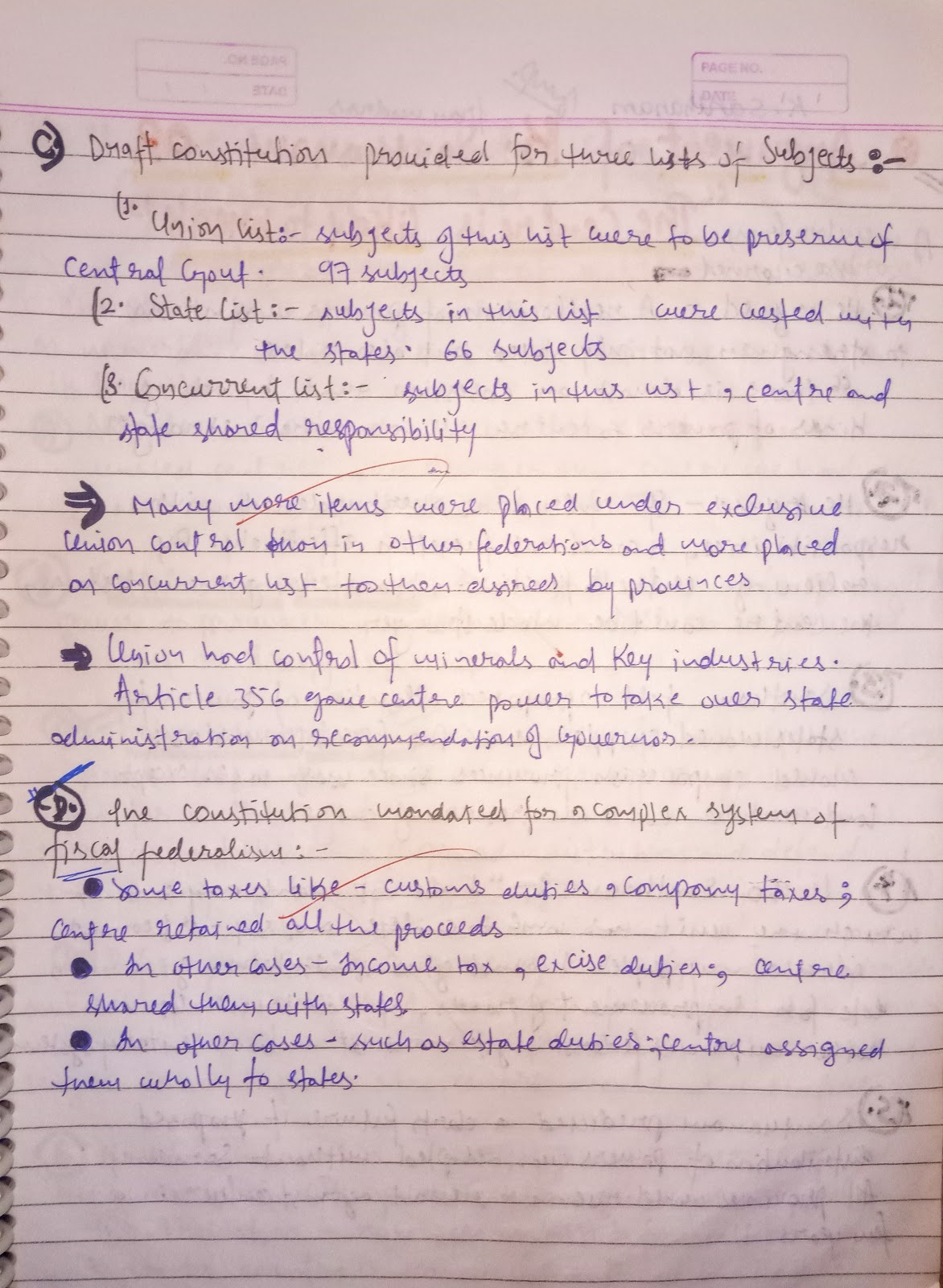 Handwritten Notes of FRAMING THE CONSTITUTION - History - Class 12th ...