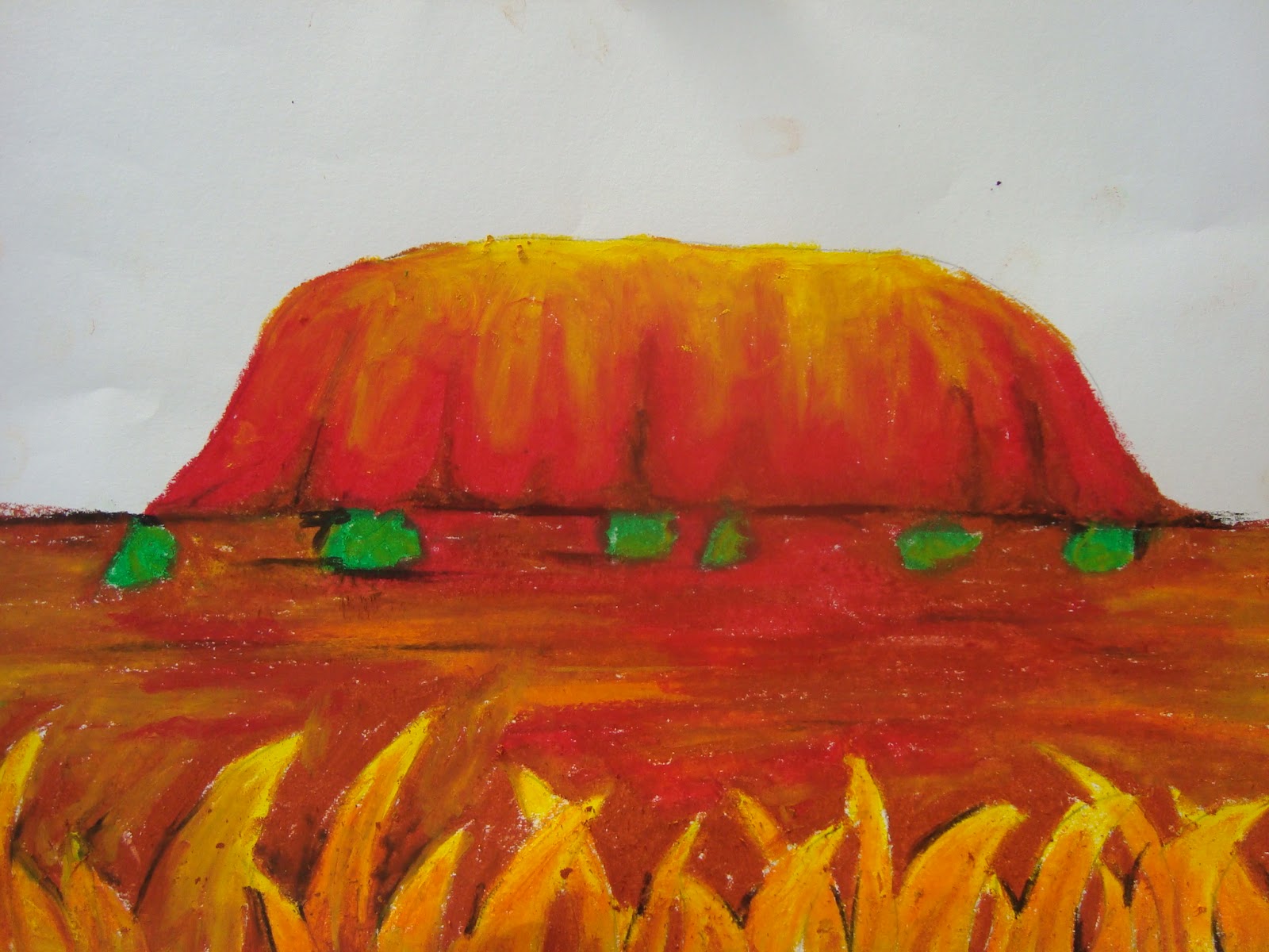 Once upon an Art Room: Uluru in Oil Pastel and Ink