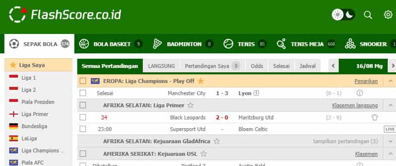 Live Score Bola di FlashScore ID - Review Teknologi Sekarang
