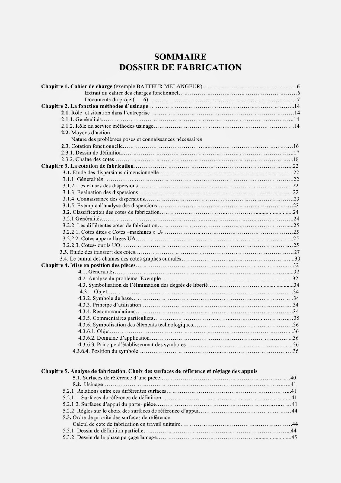 Technicien en Fabrication Mécanique: DOSSIER DE FABRICATION