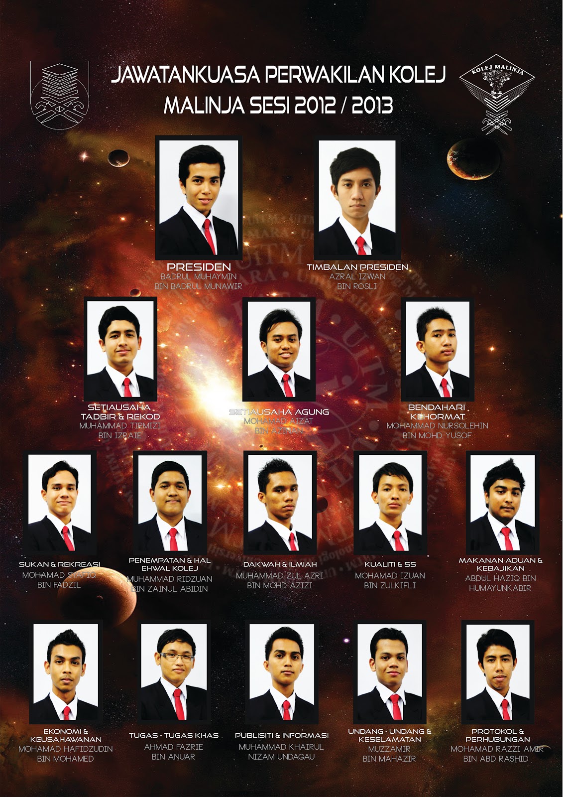 JAWATANKUASA PERWAKILAN KOLEJ MALINJA 2012-2013: June 2012