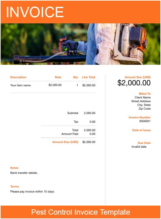 Pest Control Invoice Template Free - Invoice Template
