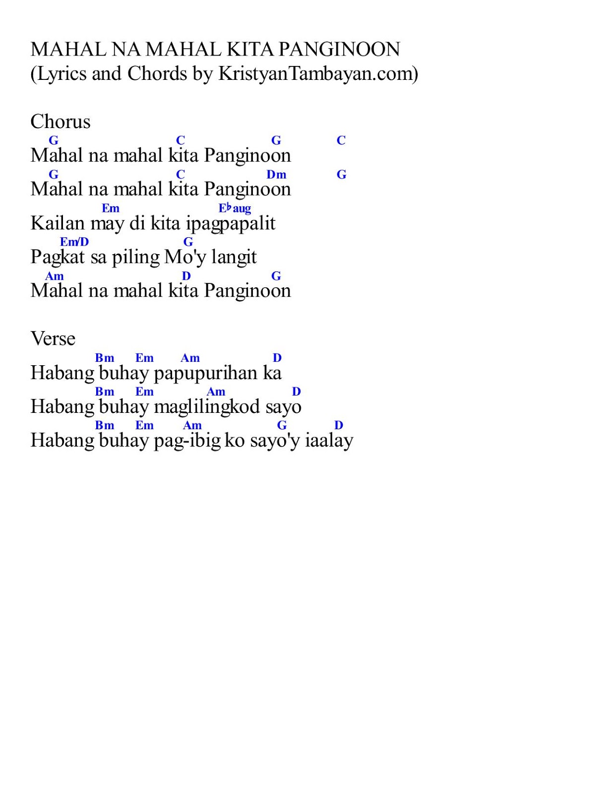 Mahal Na Mahal Kita Panginoon Lyrics With Chords Mp Minus One Hd Hot Sex Picture