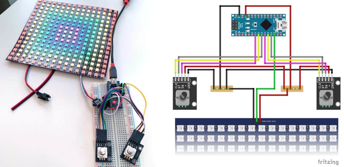 Etch-A-Sketch LED RGB com Arduino Nano | Aberto até de Madrugada