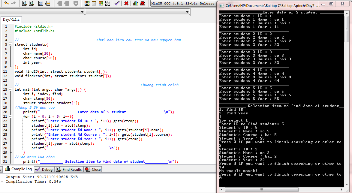 Thiendmh: [LBC] Day 7 -1: Excercise Struct