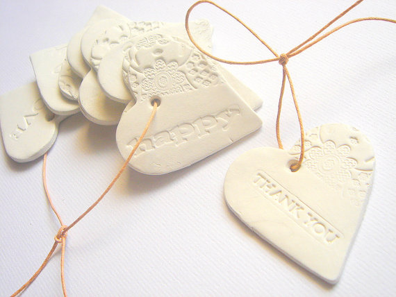 10 Ceramic Gift Tag Thank you Tags,Wedding Favor Tags - Unxia