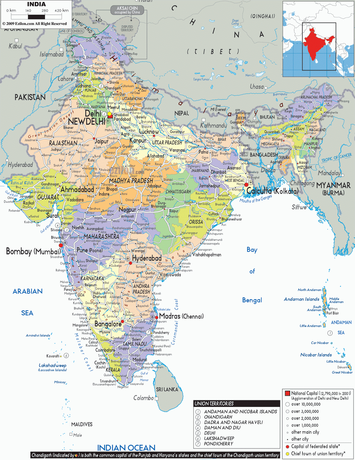 Índia | Mapas Geográficos da Índia