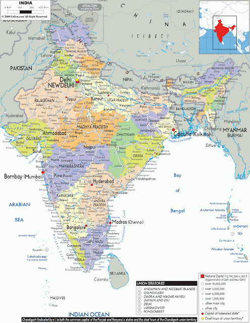 INDIA - MAPAS GEOGRÁFICOS DE LA INDIA