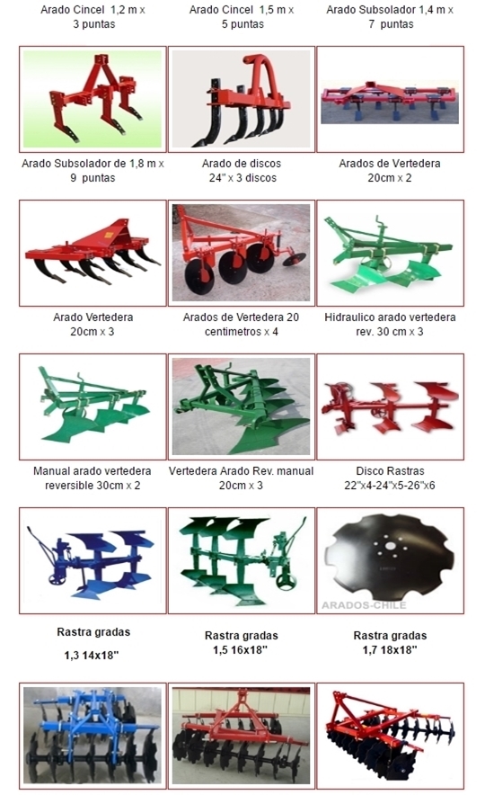 Implementos para tractor Chile