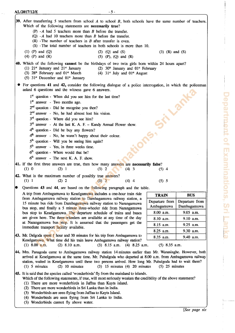GCE A/L 2017 General knowledge Past Paper - www.lkedu.lk